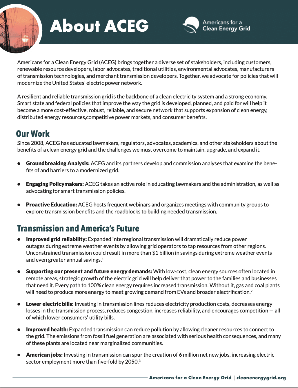 FACT SHEET: About ACEG
